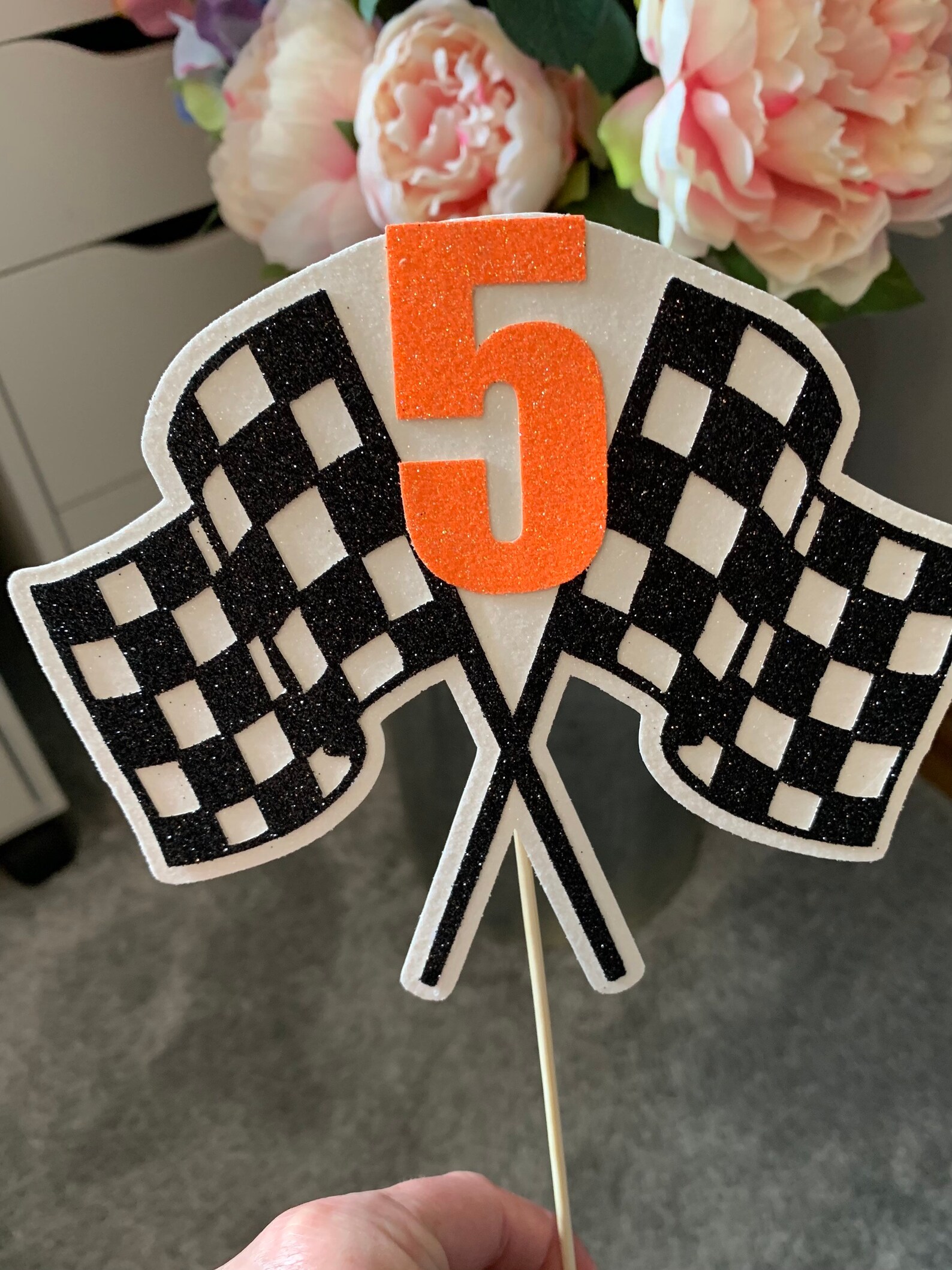 Racing Flags Cake Topper ANY AGE / NUMBER Birthday Racing - Etsy UK