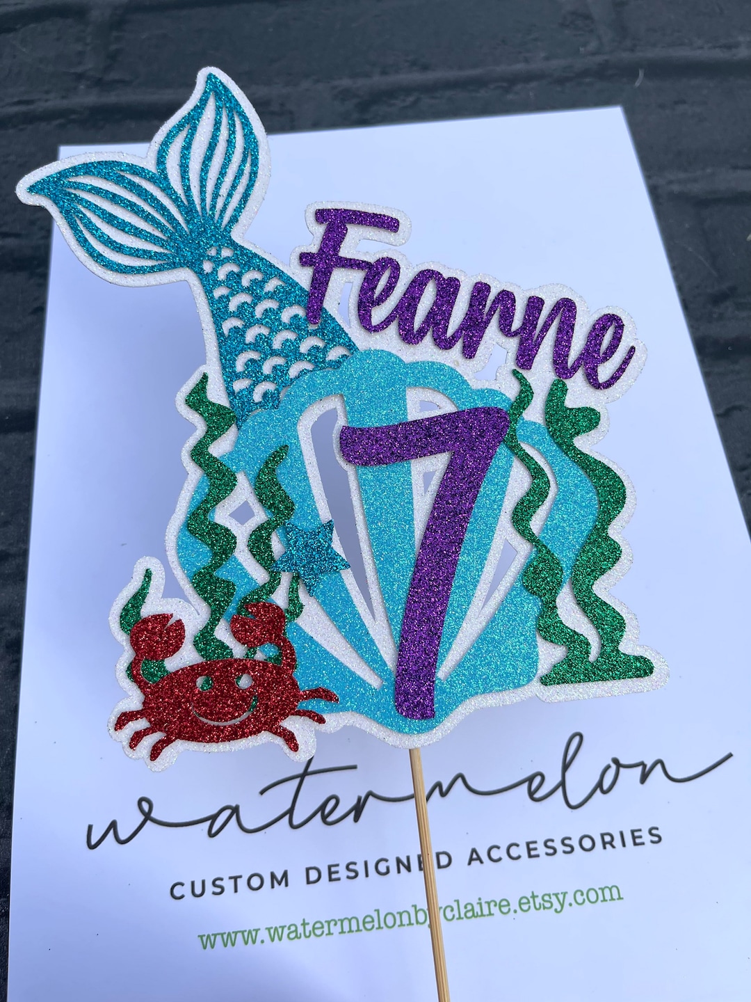 Mermaid Theme Cake Topper Personalised - Birthday - Etsy