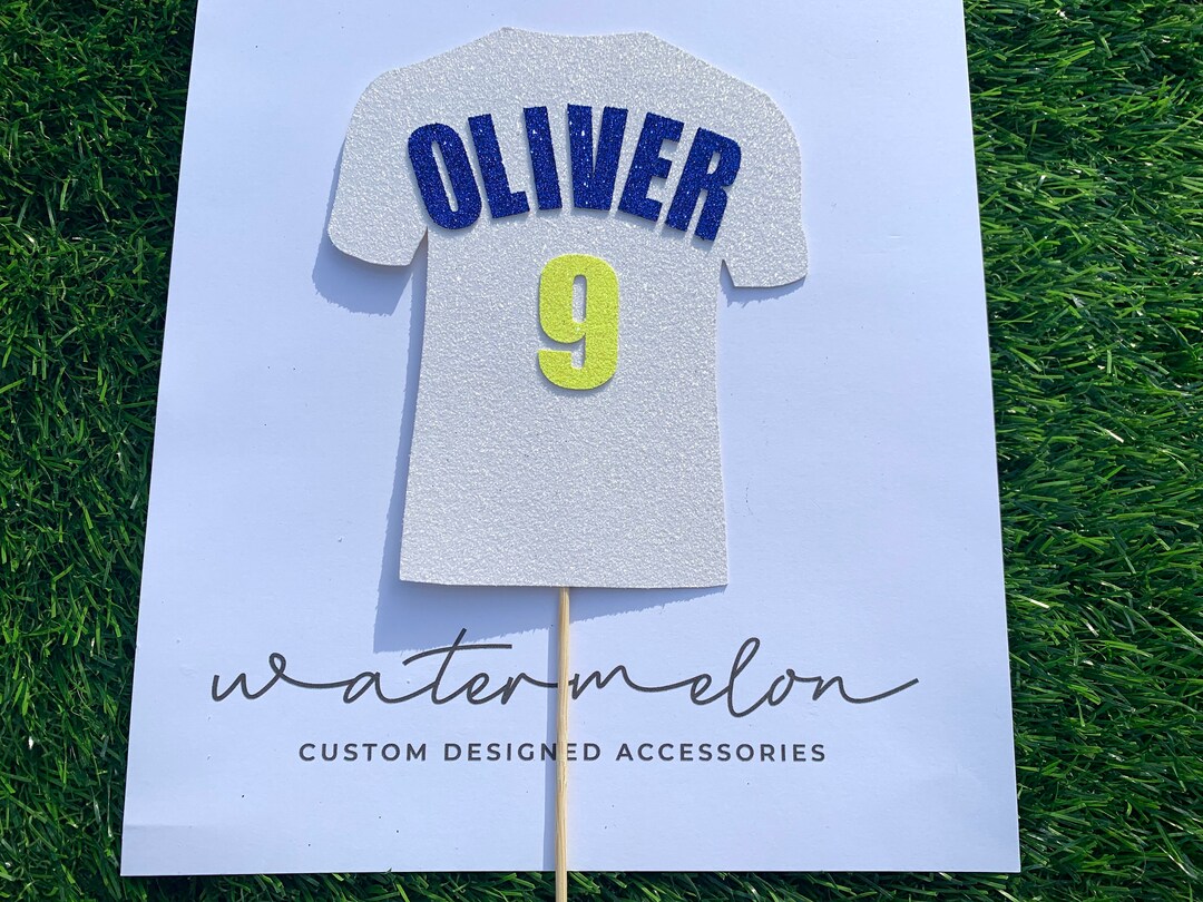 Personalised Football Shirt Cake Topper - Leeds Colours ANY NAME / AGE ...