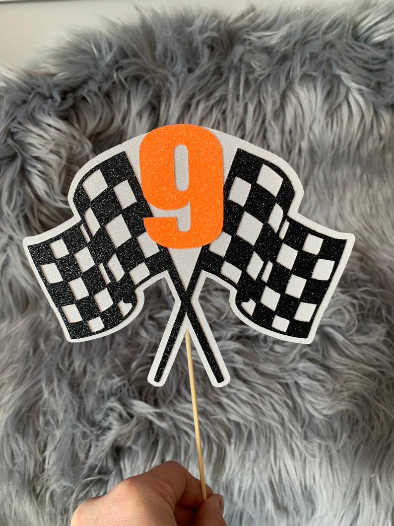 Racing Flags Cake Topper ANY AGE / NUMBER Birthday Racing - Etsy UK