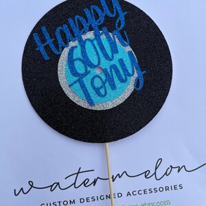 Vinyl Record Theme Cake Topper - Personalised - Etsy