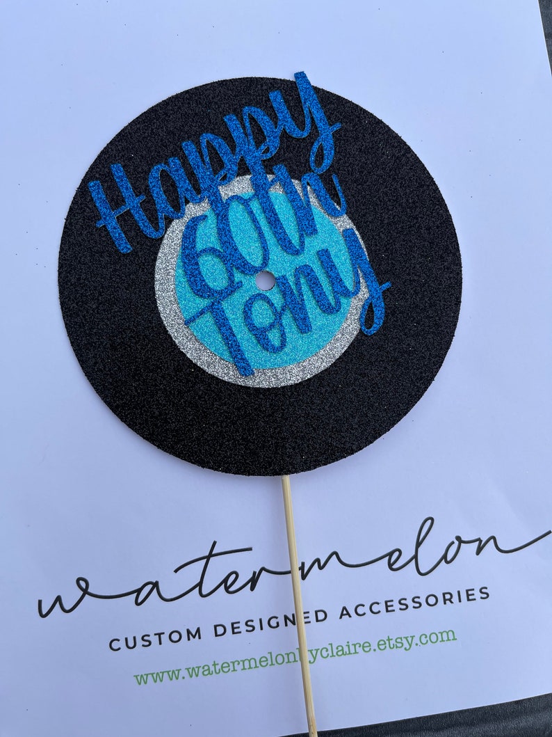 Vinyl Record Theme Cake Topper Personalised - Etsy