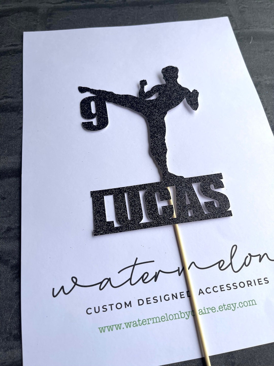 Martial Arts Theme Glitter Cake Topper - Personalised - Birthday- Kick ...