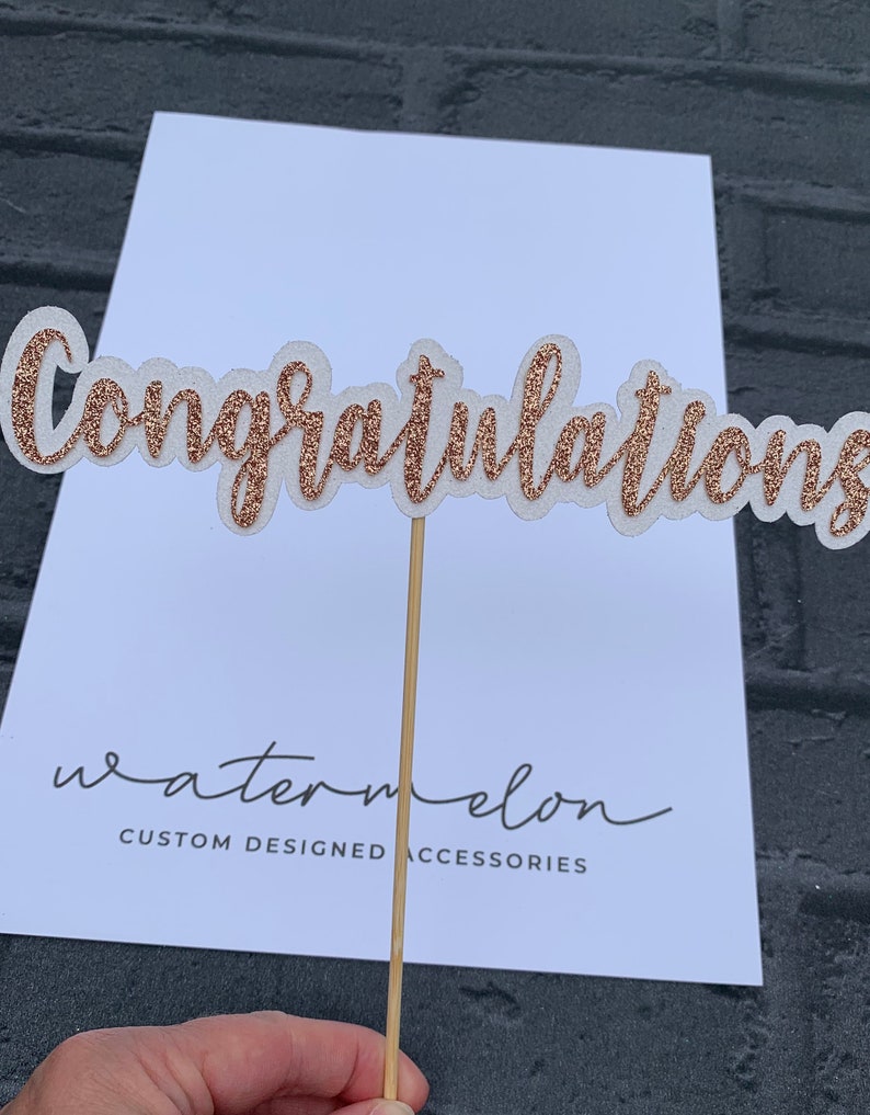 Congratulations Cake Topper Double Layer Glitter - Etsy UK