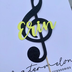 Personalised Treble Clef Cake Topper in Black Glitter - Party ...