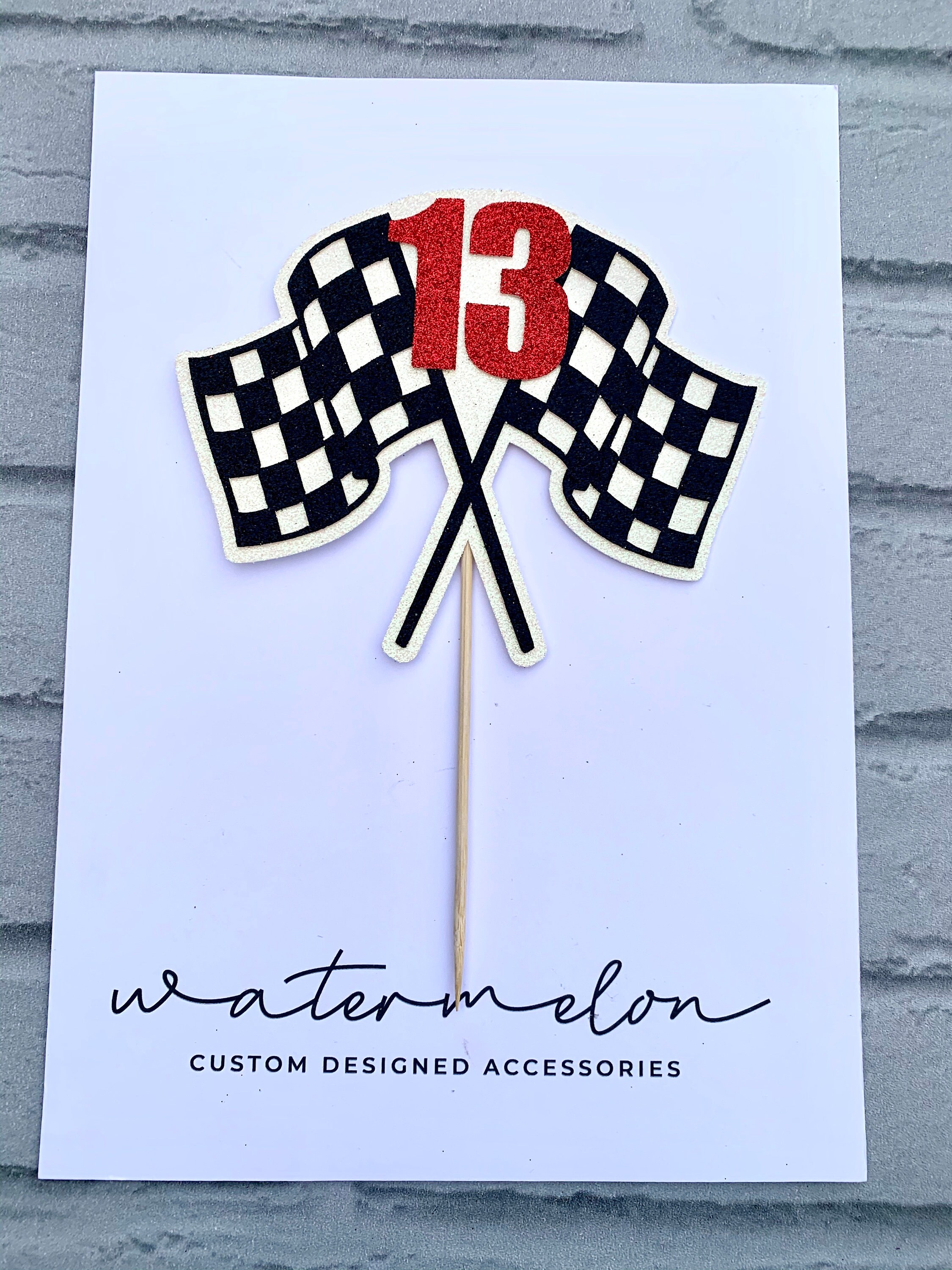 Racing Flags Cake Topper ANY AGE / NUMBER Birthday Racing | Etsy