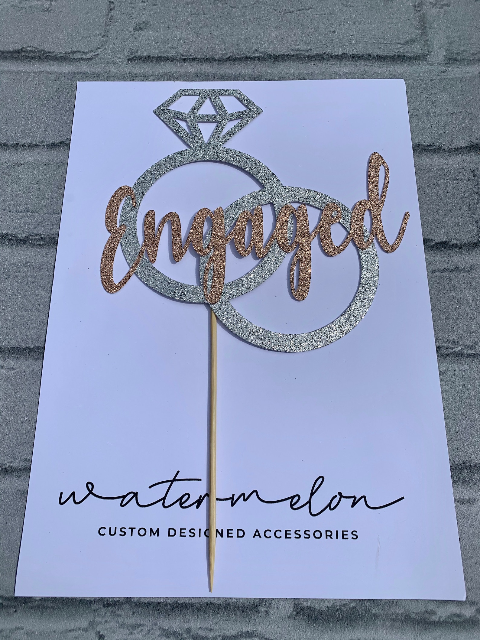 Anillos de compromiso Cake Topper en SILVER & ROSE GOLD - Etsy España