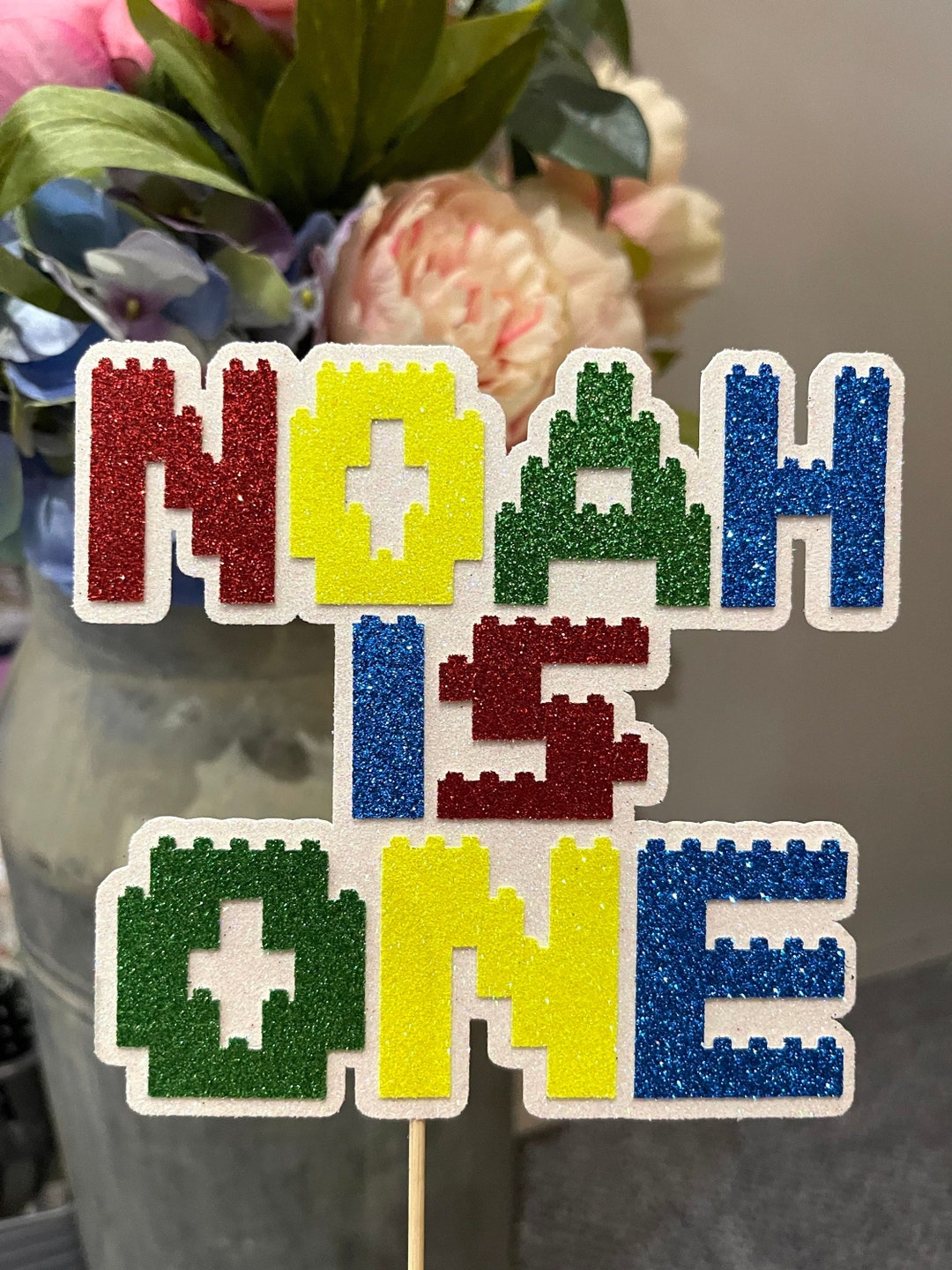 Building Bricks Blocks Style Cake Topper - Personalised - Birthday - Etsy