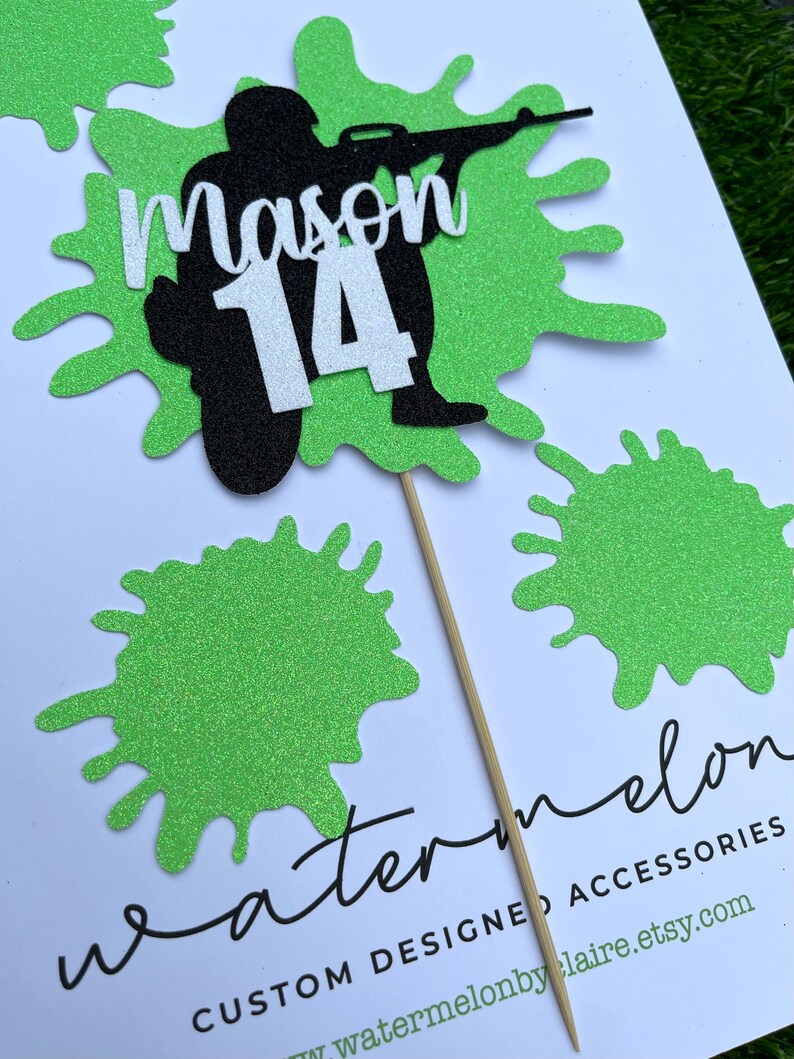 Paintball Themed Birthday Cake Topper Personalised - Etsy