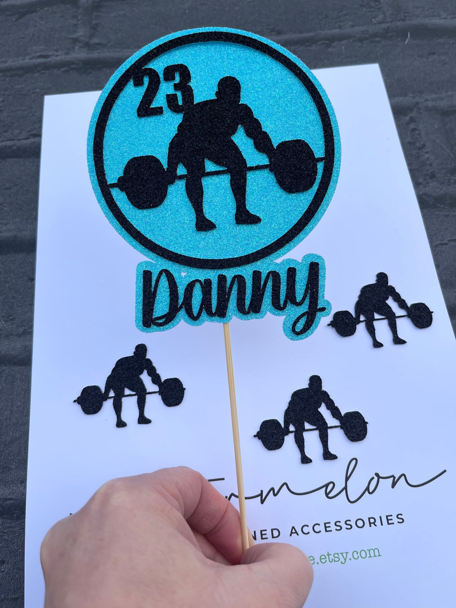 Weightlifter Themed Cake Topper - Personalised Weight Lifting ...