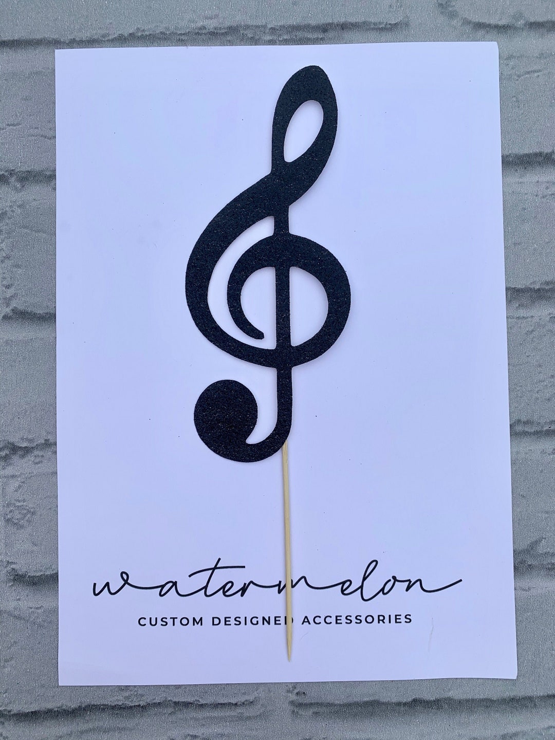 Treble Clef Cake Topper in Black Glitter - Party - Birthday - Musical ...
