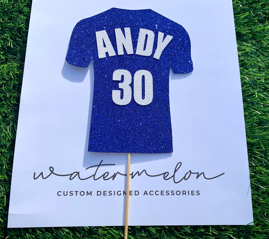 Personalised Football Shirt Cake Topper - Blue - Chelsea Colours ANY ...