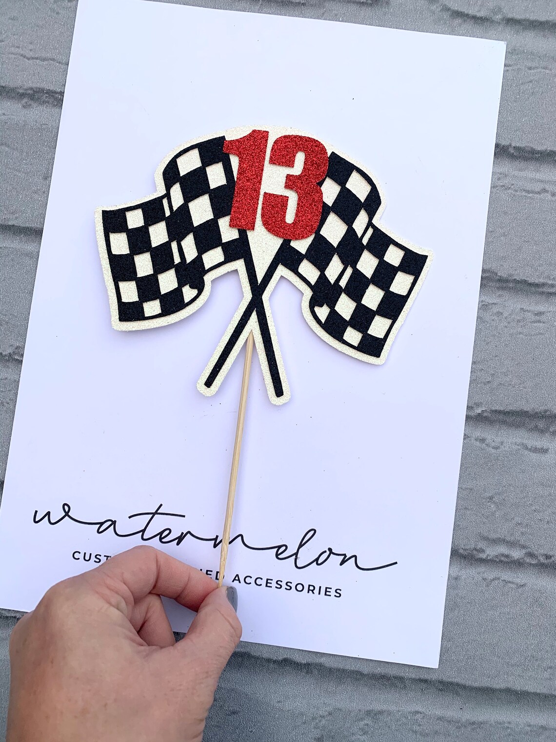 Racing Flags Cake Topper ANY AGE / NUMBER Birthday Racing | Etsy