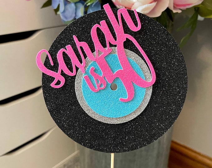 Vinyl Record Theme Cake Topper - Personalised - Etsy