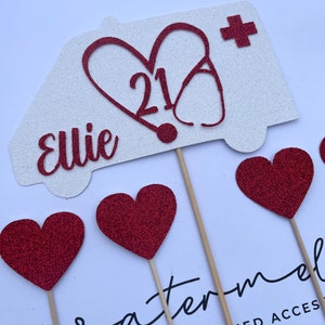 Nurse - Paramedic - Medical Theme Cake Topper Set With Mini Hearts - Etsy