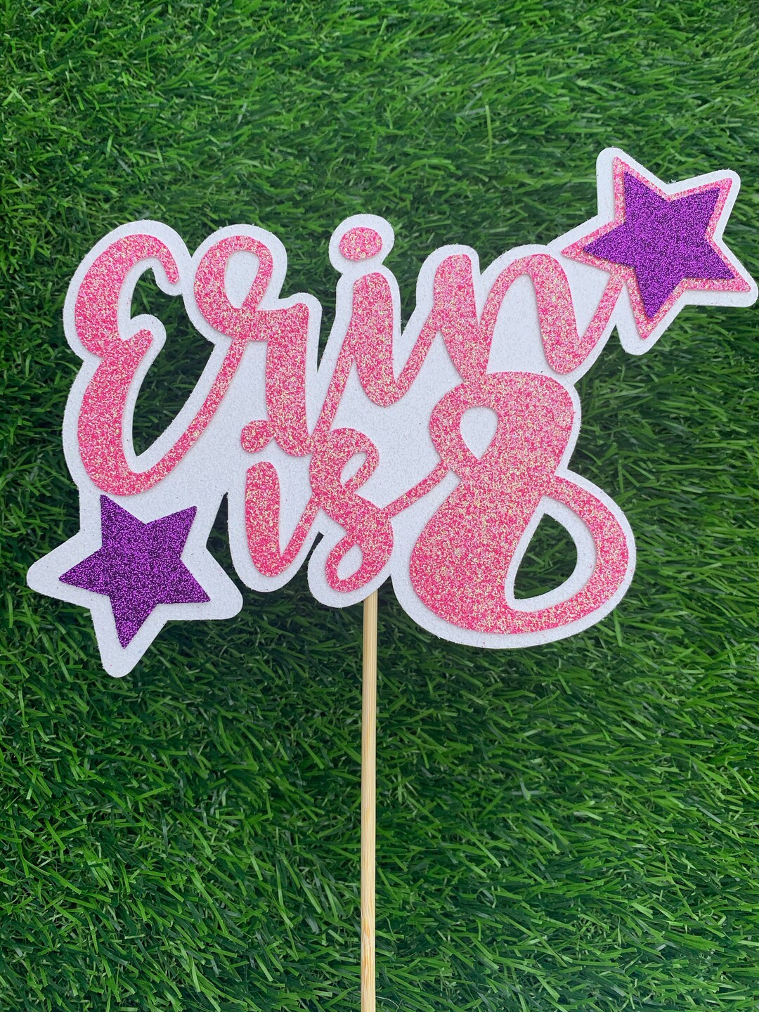 Personalised Birthday Glitter Cake Topper, Deluxe Double Layer Glitter ...