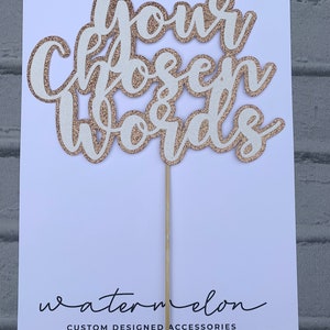 Personalised Deluxe Double Layer Glitter Cake Topper - Any 3 Words ...