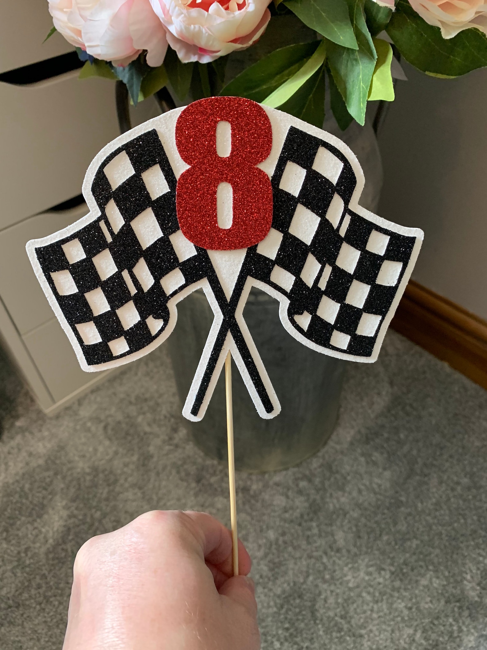 Racing Flags Cake Topper ANY AGE / NUMBER Birthday Racing - Etsy UK
