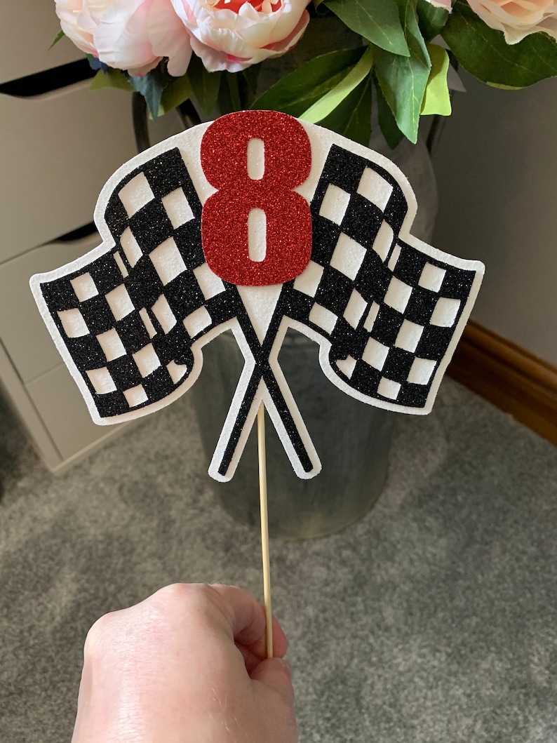 Racing Flags Cake Topper ANY AGE / NUMBER Birthday Racing - Etsy UK