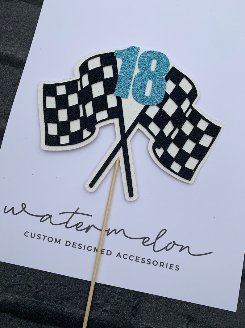 Racing Flags Cake Topper ANY AGE / NUMBER Birthday Racing - Etsy UK