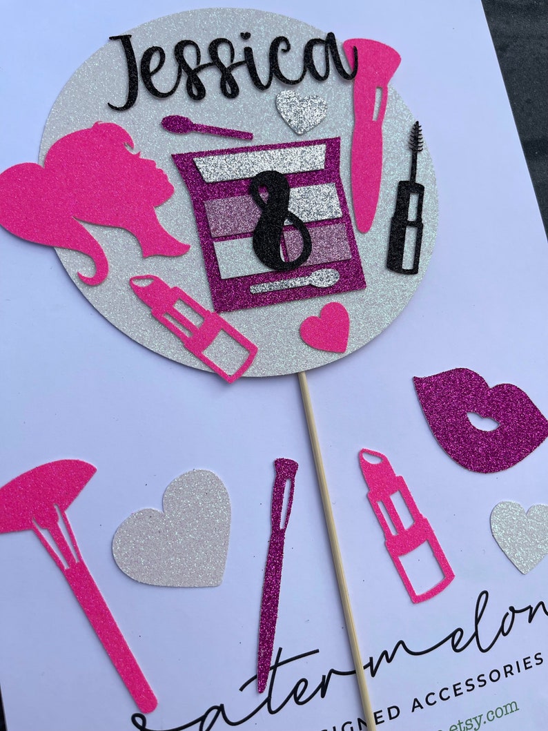 Make up Theme Cake Topper- Personalised - Any Name and Age - With ...