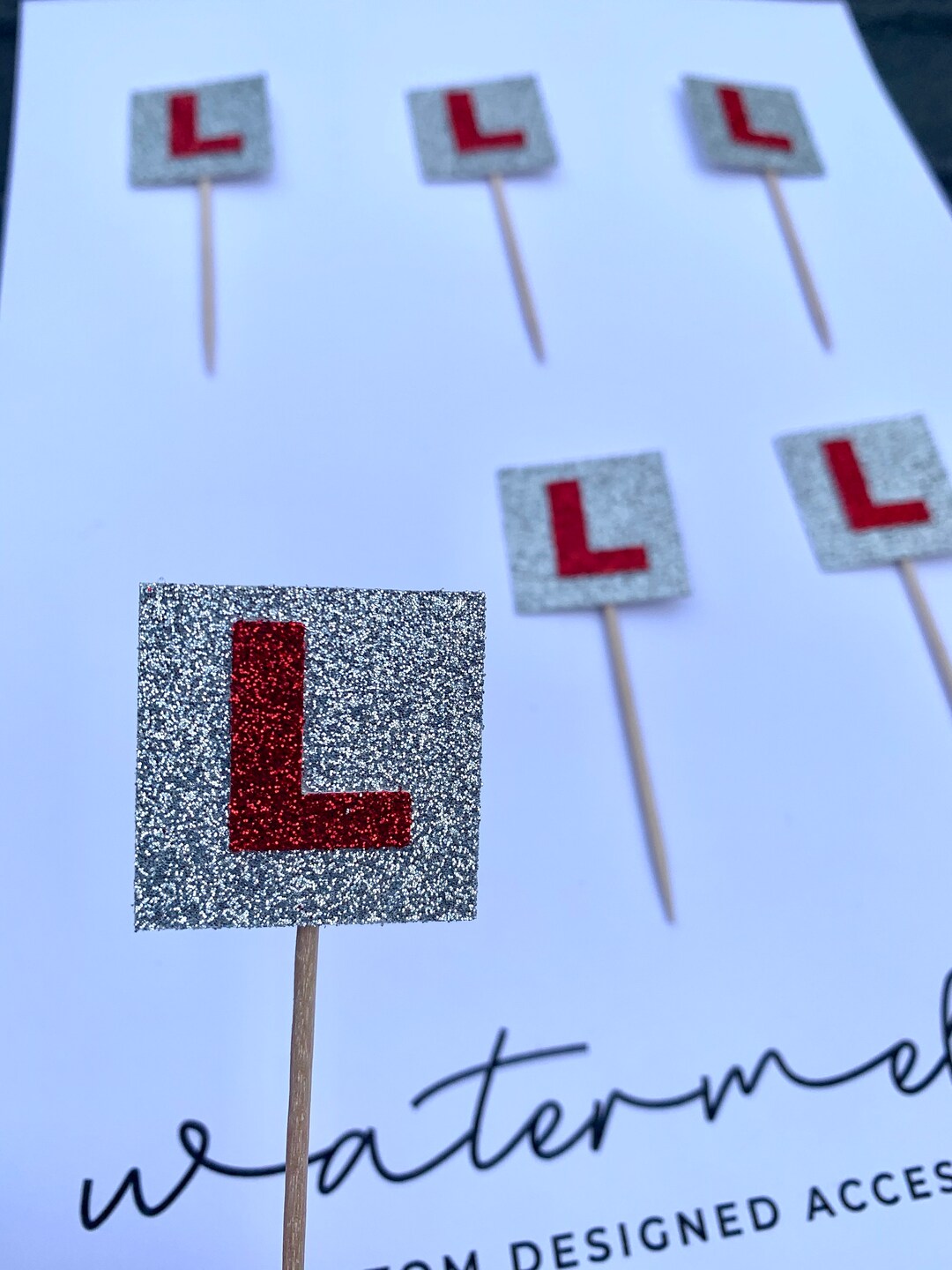 L Plate Learner Driver Hen Party Glitter L Plate Cupcake Toppers Etsy Uk