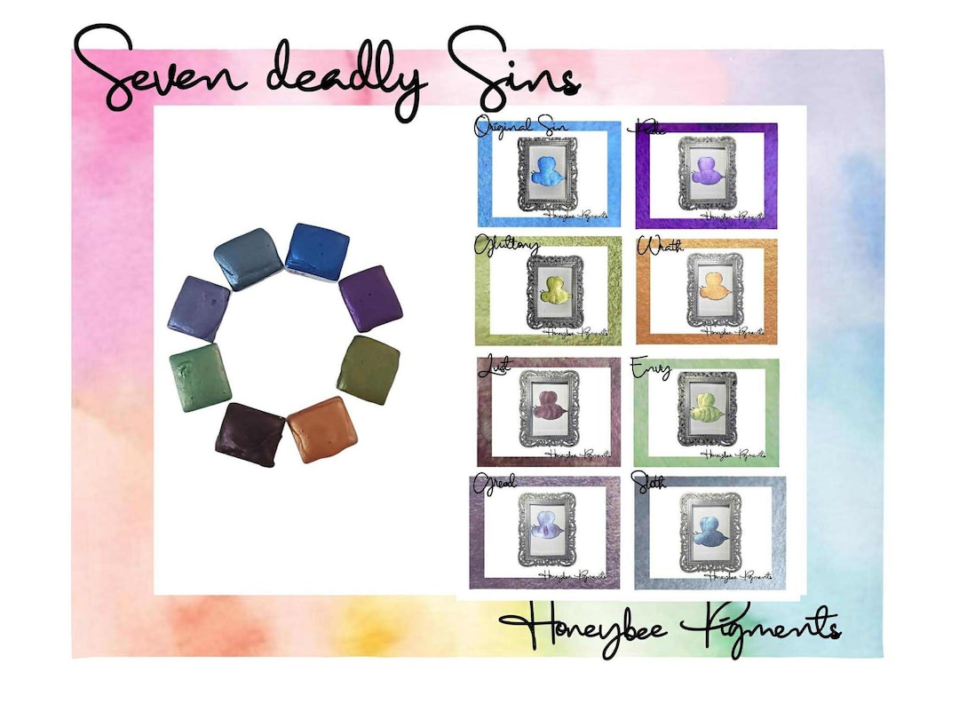 Seven Deadly Sins Watercolor Paint Set | Handmade Shimmer Paints | Dark ...