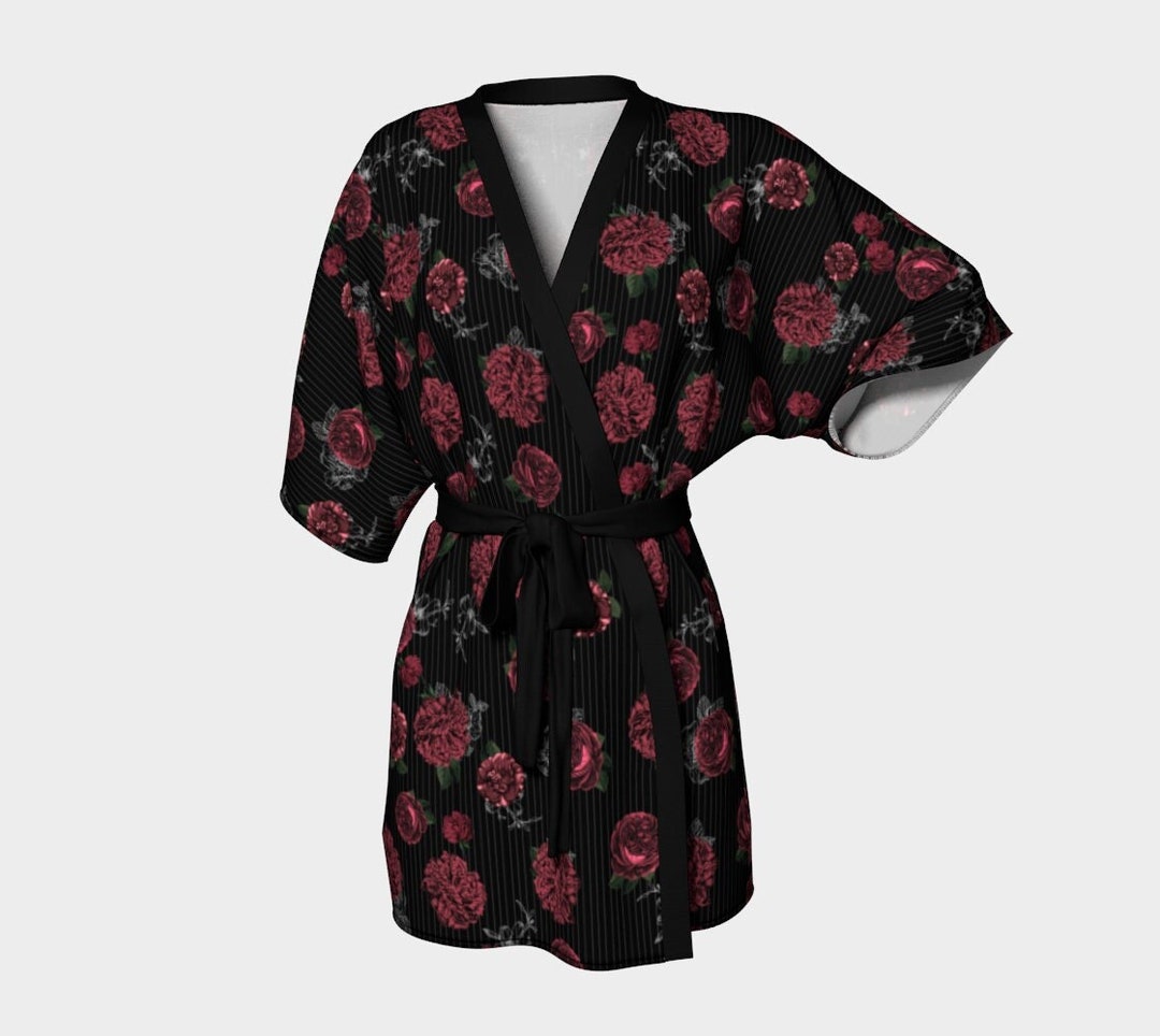 Gothic Roses Kimono Robe, Goth Kimono, Witchy Robe, Witchy Clothing ...