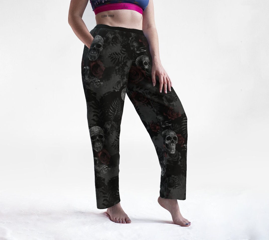 Goth Lounge Pants, Unisex Pants, Goth Pajamas, Skull Pajamas, Goth ...
