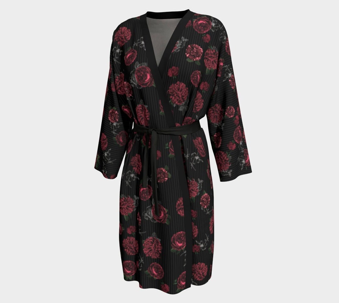 Gothic Roses Robe, Goth Robe, Witchy Robe, Goth Clothing, Kimono ...
