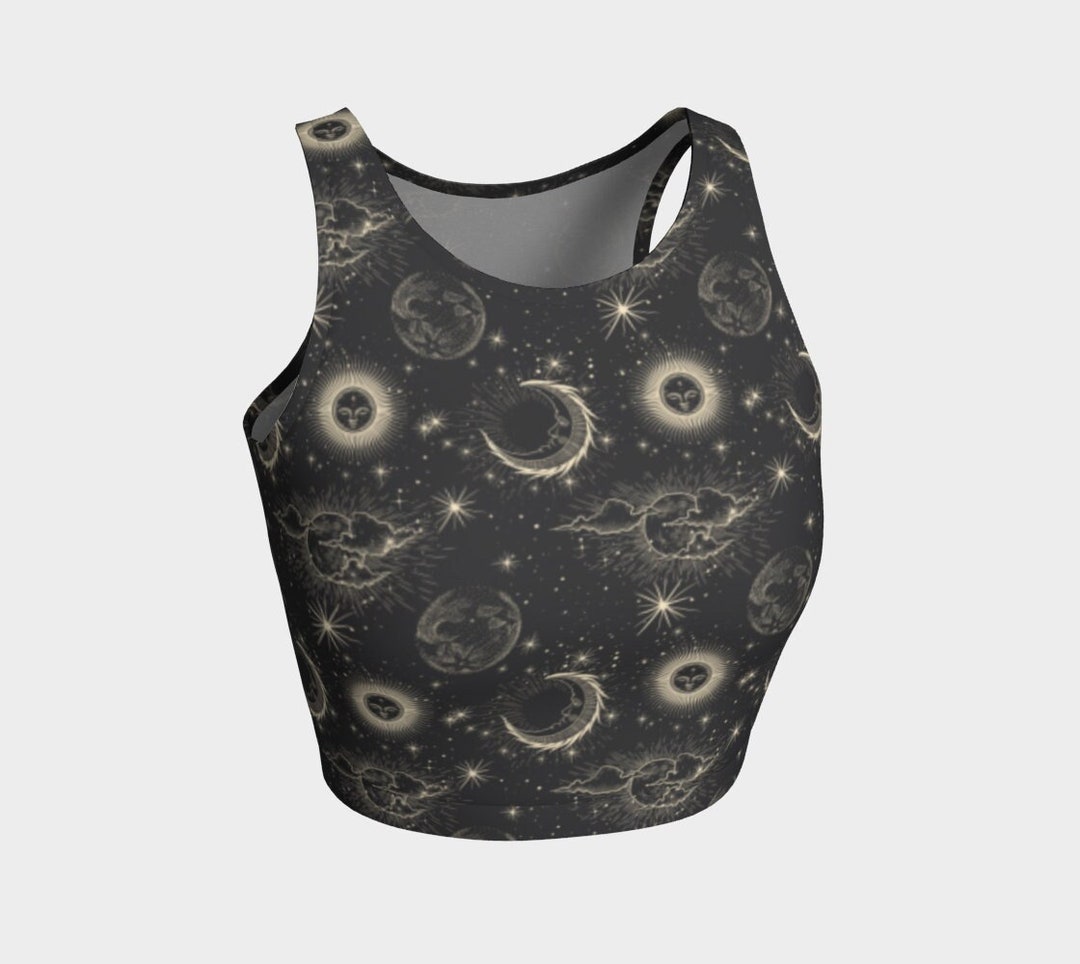 Celestial Sun and Moon Crop Top, Witch Top, Yoga Top, Y2k Clothing ...