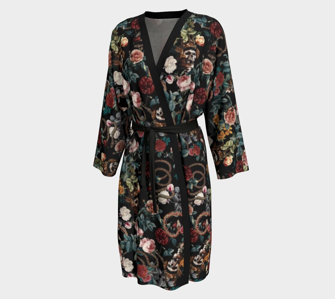 Goth Robe Skull Kimono Witchy Robe Gothic Robe Goth - Etsy