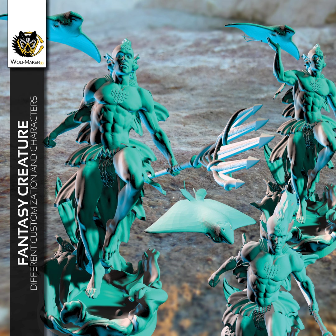 Abyssal Army Triton Triton Miniature Mermaid Octopus - Etsy.de