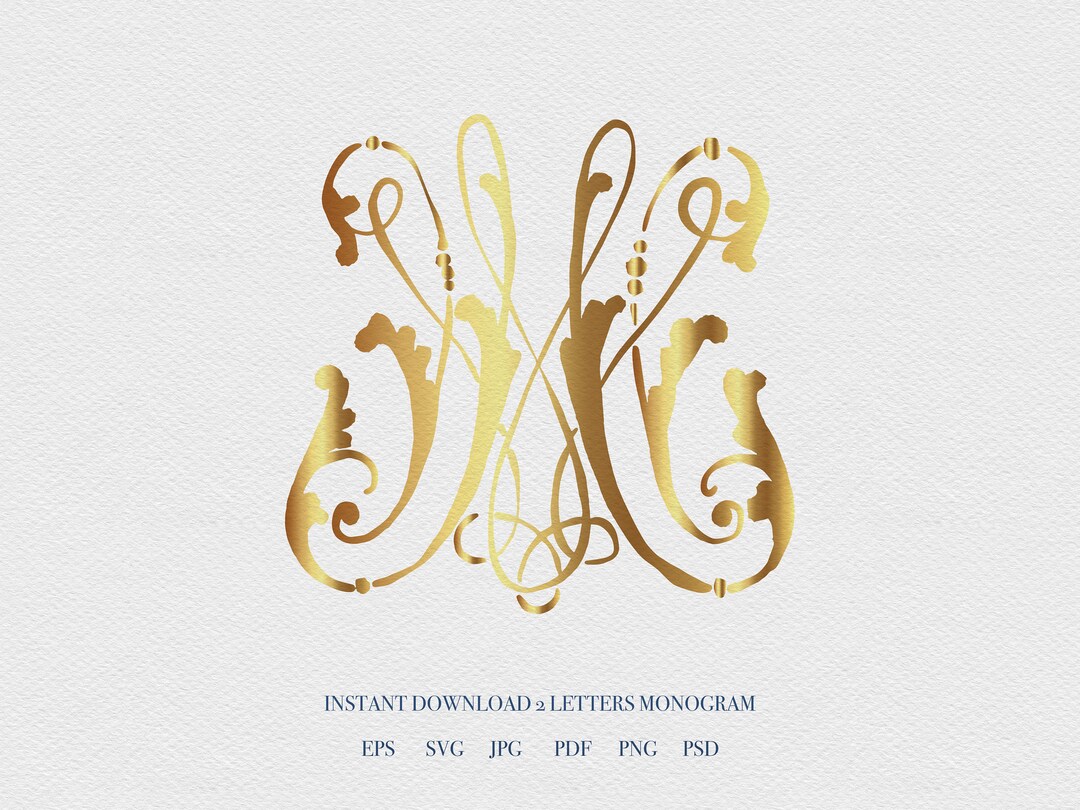 2 Letter Monogram With Letters MM Digital Download Wedding Monogram SVG ...