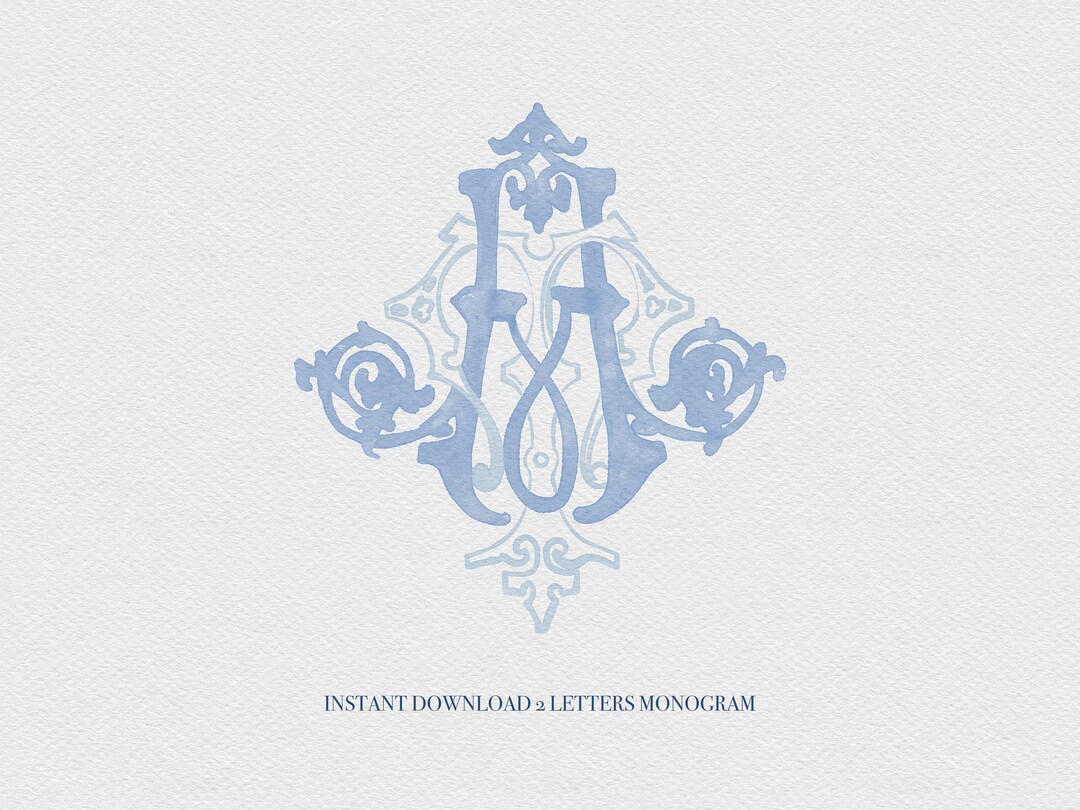 2 Letter Monogram With Letters AT TA Digital Download Wedding Monogram ...