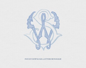 Wedding Monogram SW WS Interlocking Monogram Digital - Etsy