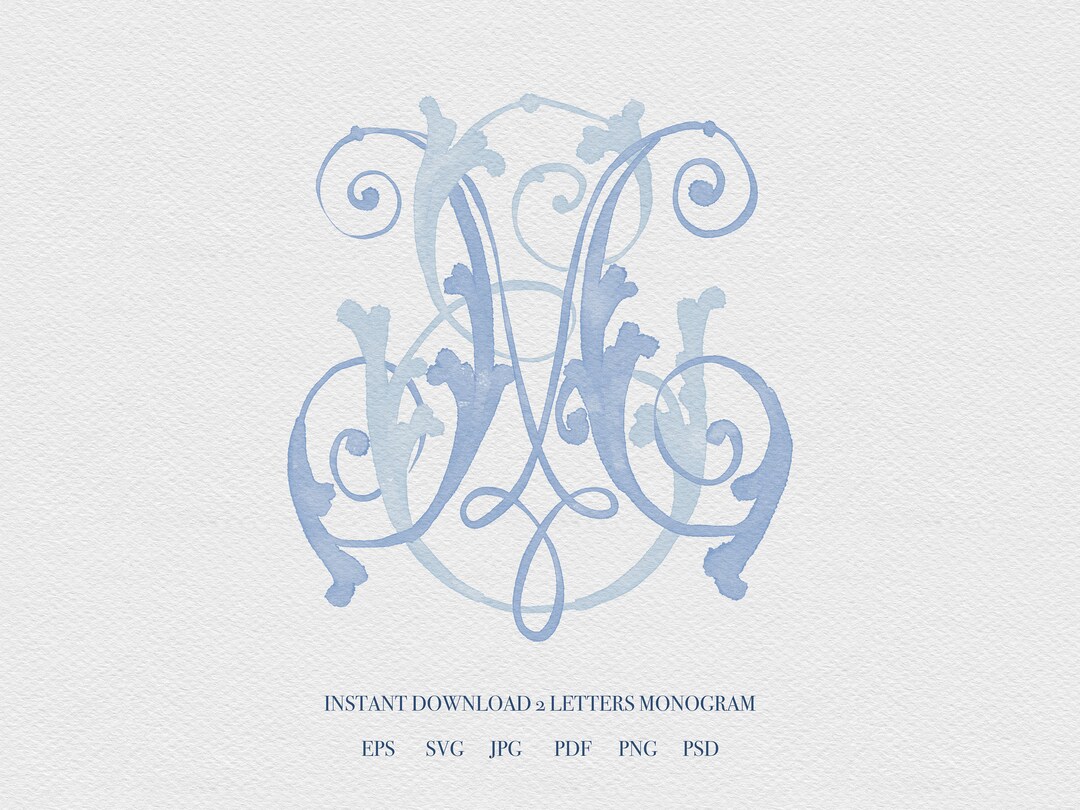 2 Letter Monogram With Letters ME EM Digital Download Wedding Monogram ...
