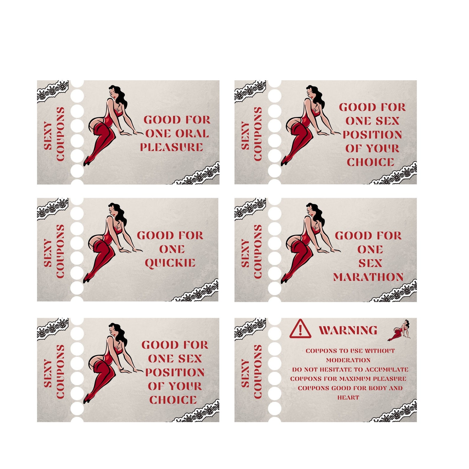 Printable Sexy Coupons Love Coupons Couple Coupons T Etsy