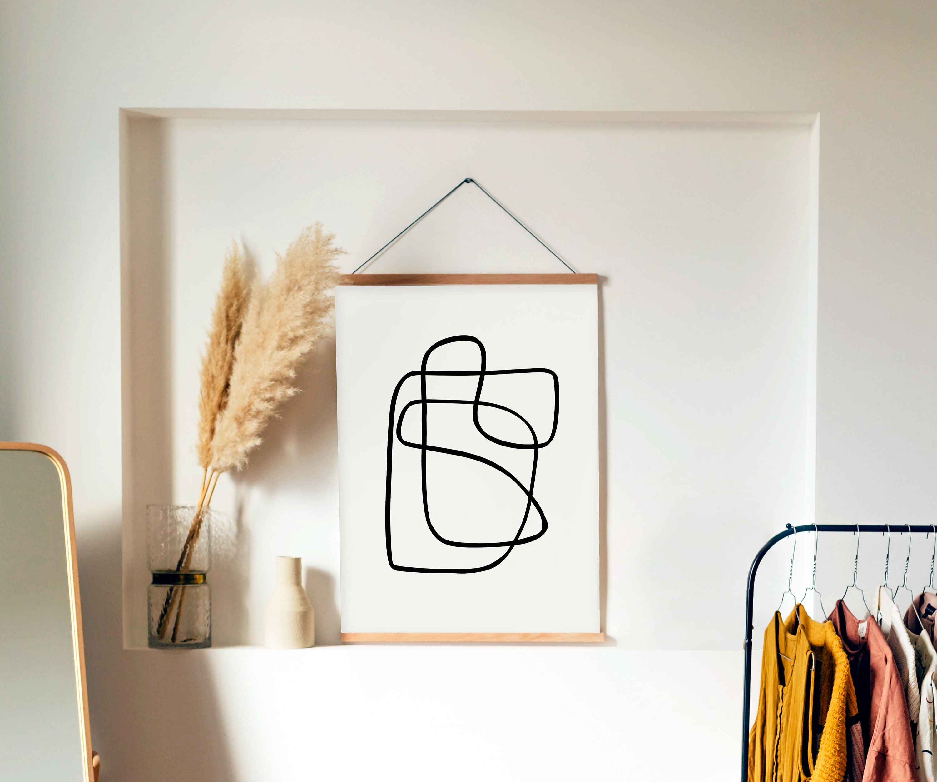 Abstract Line Art, Minimalist Line Drawing, One Line Wall Art, Modern ...