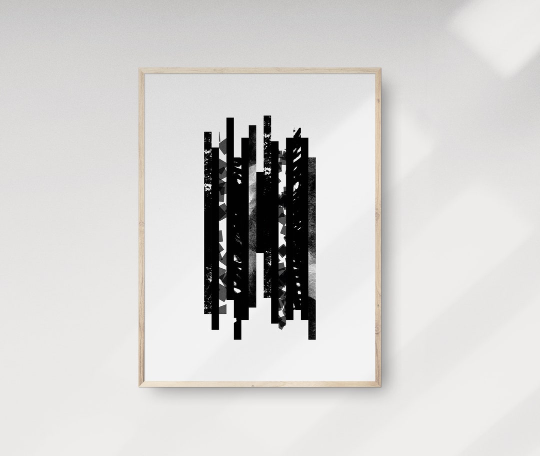 Mid Century Block Print Wall Art, Minimalist Geometric Poster, Modern ...