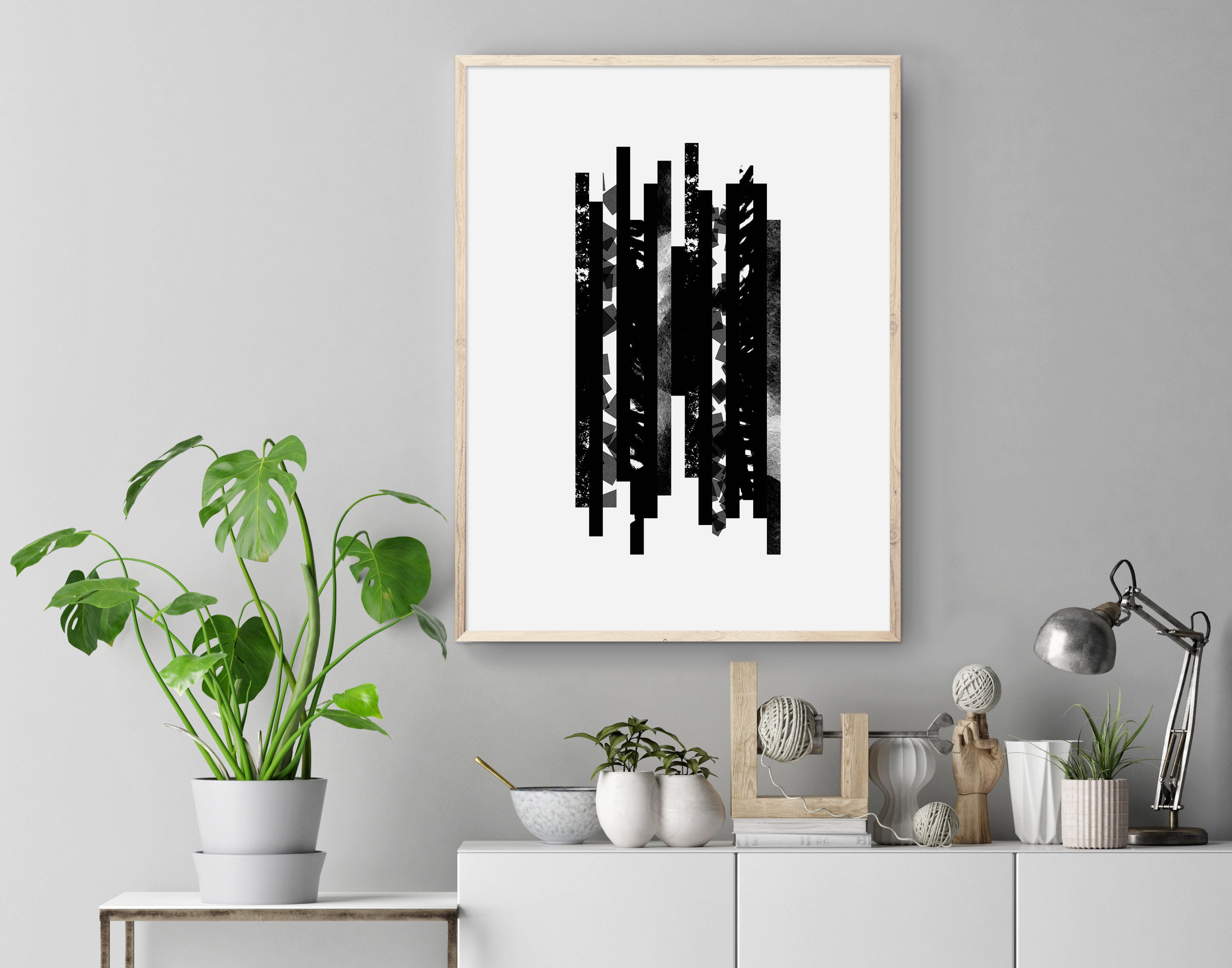 Mid Century Block Print Wall Art Minimalist Geometric Poster - Etsy