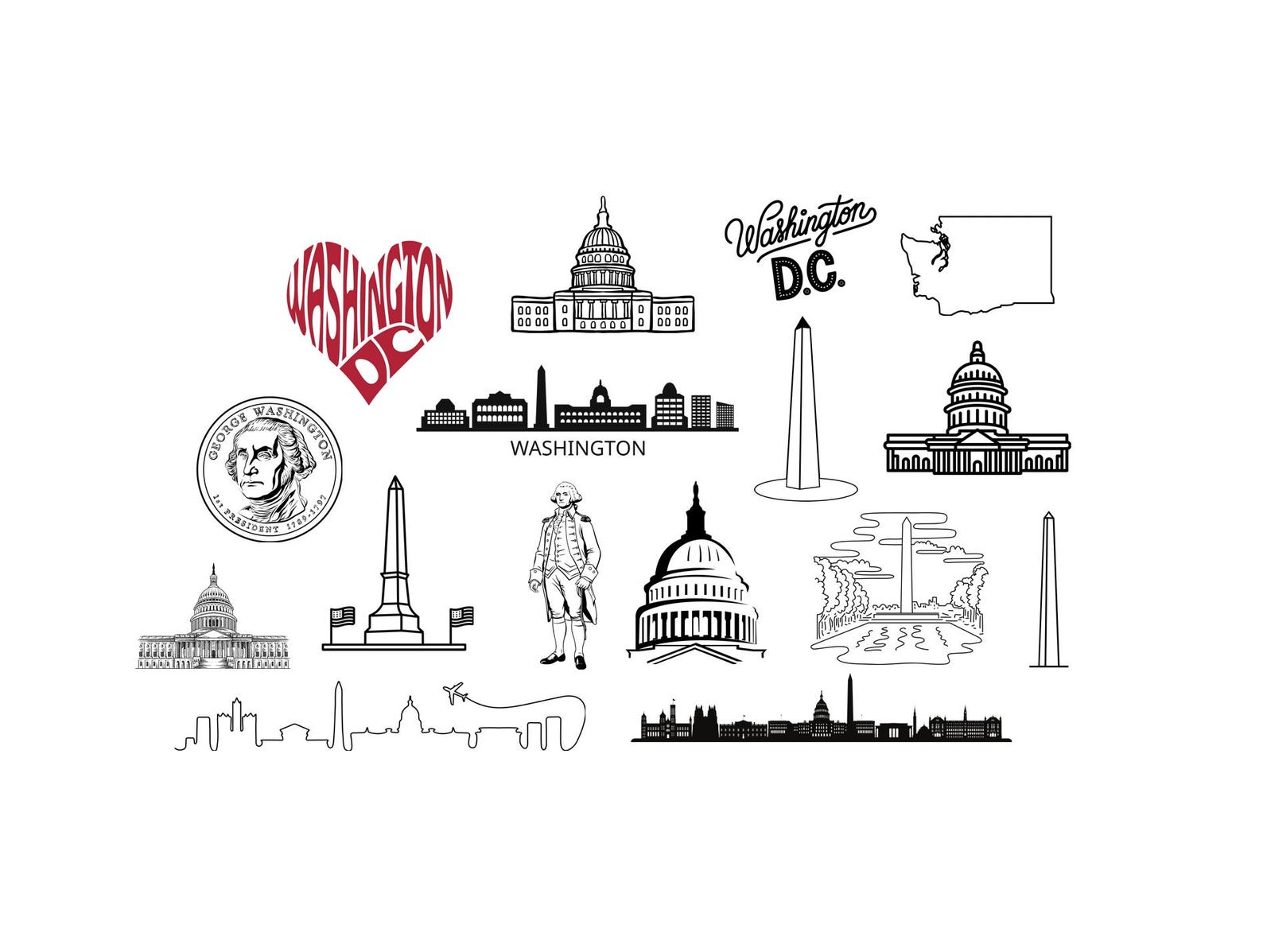 Washington D.C. Bundle PNG SVG File - Download Plotter File - Plotter ...