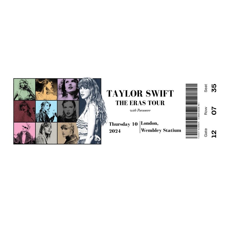 The Eras Tour Ticket Template Taylor TS Swift Digital Download Concert ...