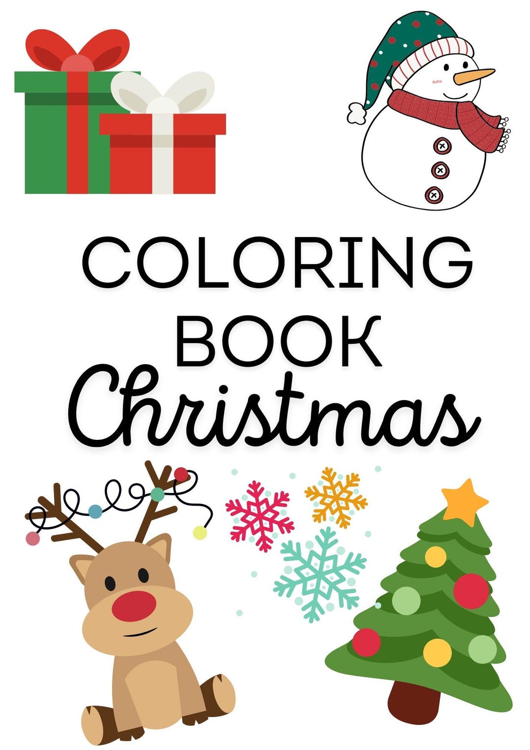 50 Christmas Coloring Sheets Coloring Book With Animals for Toddlers ...