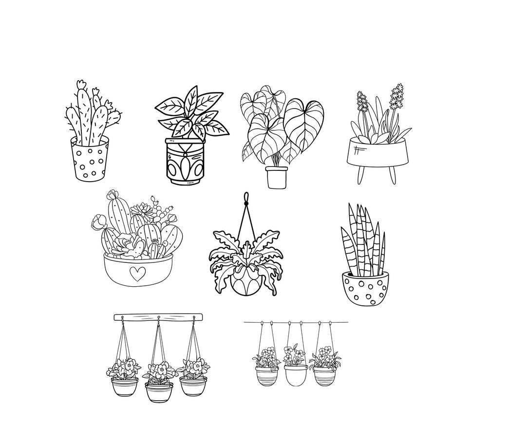Plant Houseplants Bundle - Flowers - SVG Download File - Plotter File ...