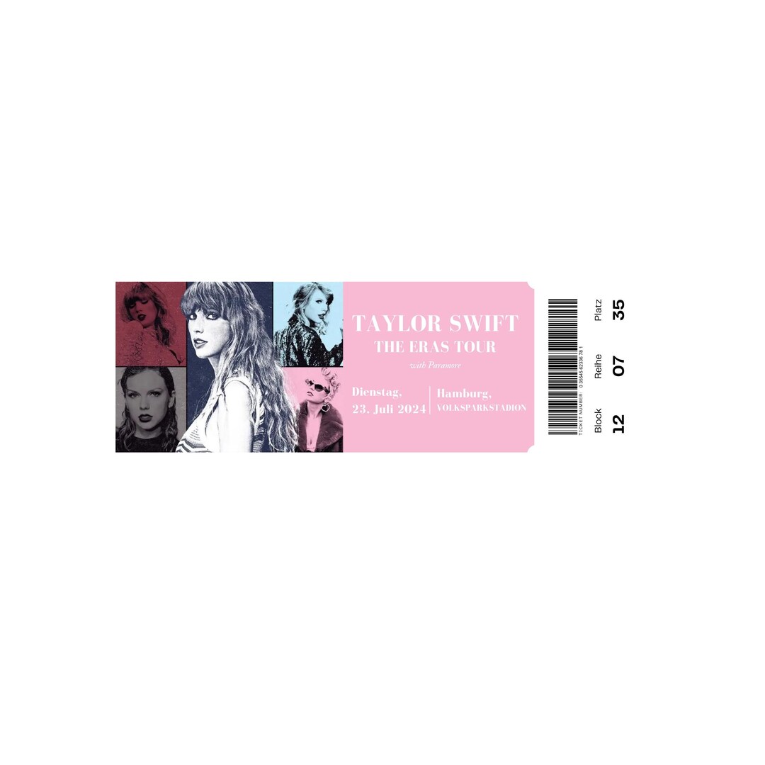 The Eras Tour Ticket Template Taylor TS Swift Digital Download Concert ...