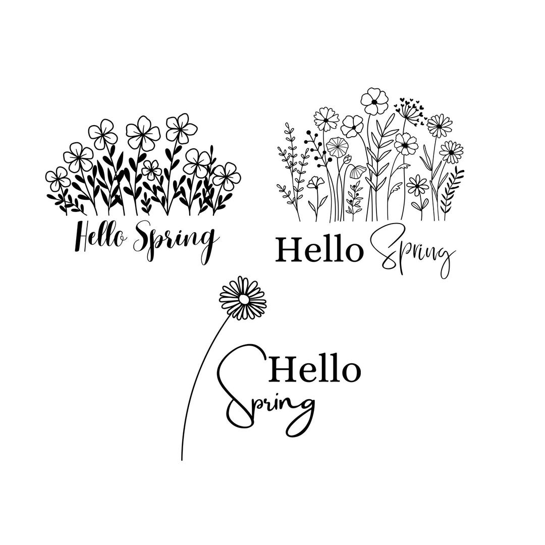 Hello Spring Bundle PNG SVG File - Download Plotter File - Flowers - Etsy