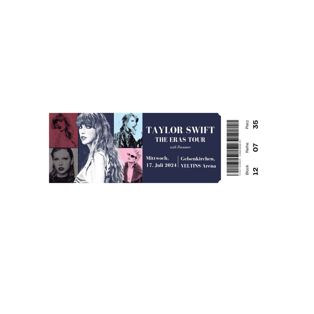 The Eras Tour Ticket Template Taylor TS Swift Digital Download Concert ...