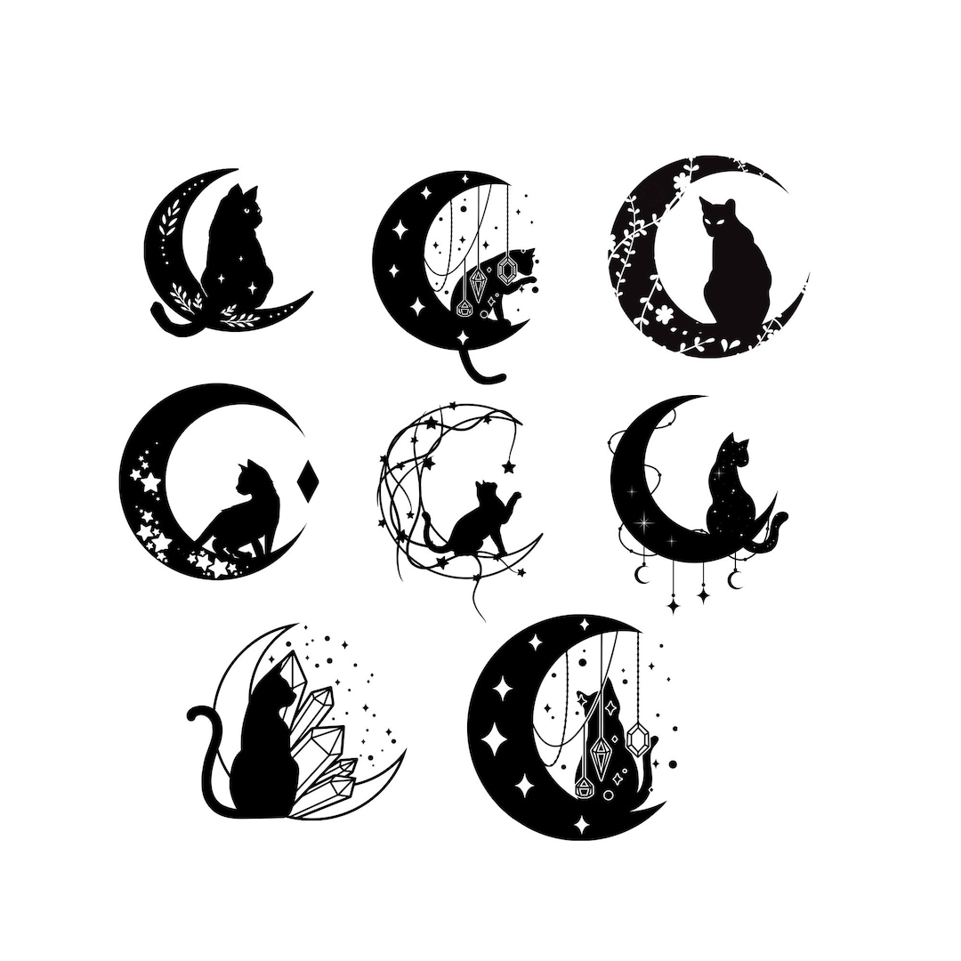 Moon Cat Bundle PNG SVG File - Download Plotter File - Plotter File ...
