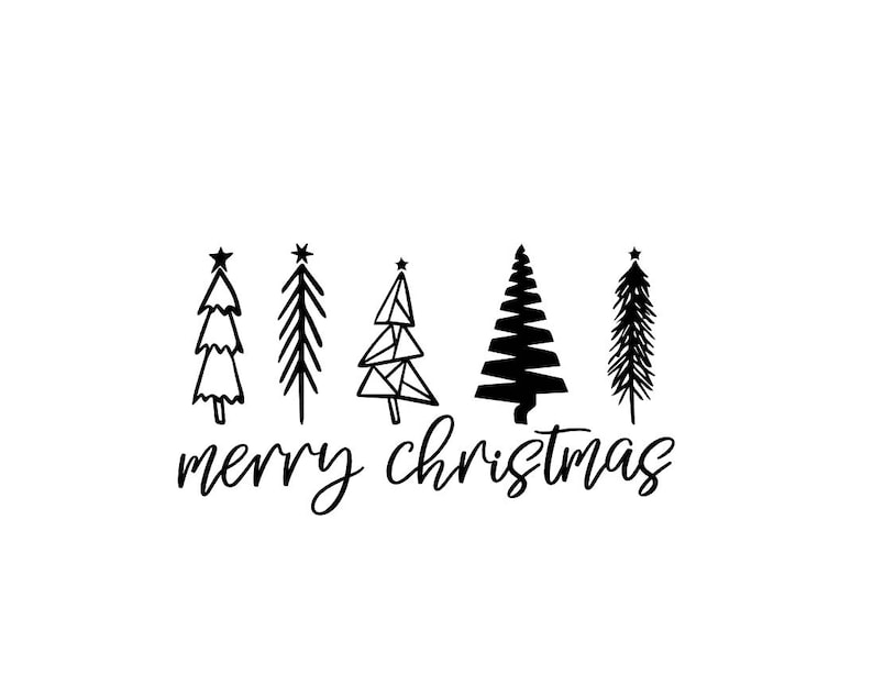 Merry Christmas Christmas Trees SVG - SVG Download Datei - Plotterdatei - Weihnachten Christmas ...
